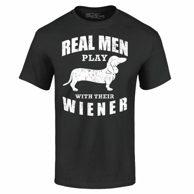 Buy Real Men Play With Their Wiener T Shirt Funny Men's T-Shirt Graphic ...