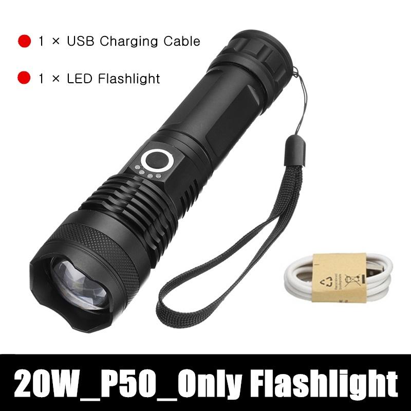 Buy 50W CREE Outdoor Hunt High Power LED Flashlight Telescopic Zoom USB ...