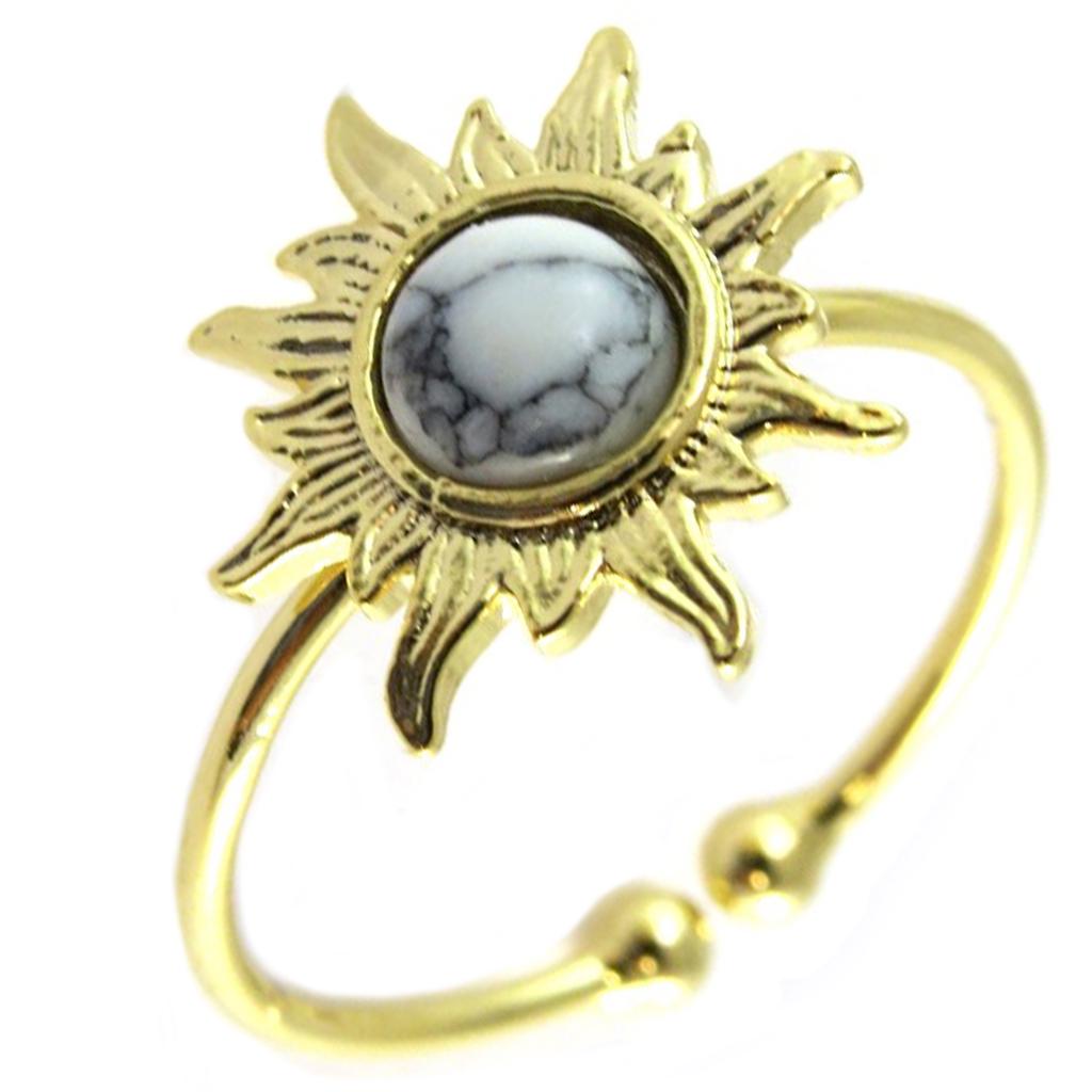 7bis [Q1479] - Bague artisanale 'Soleil' blanc doré - 14x14 mm acheter ...