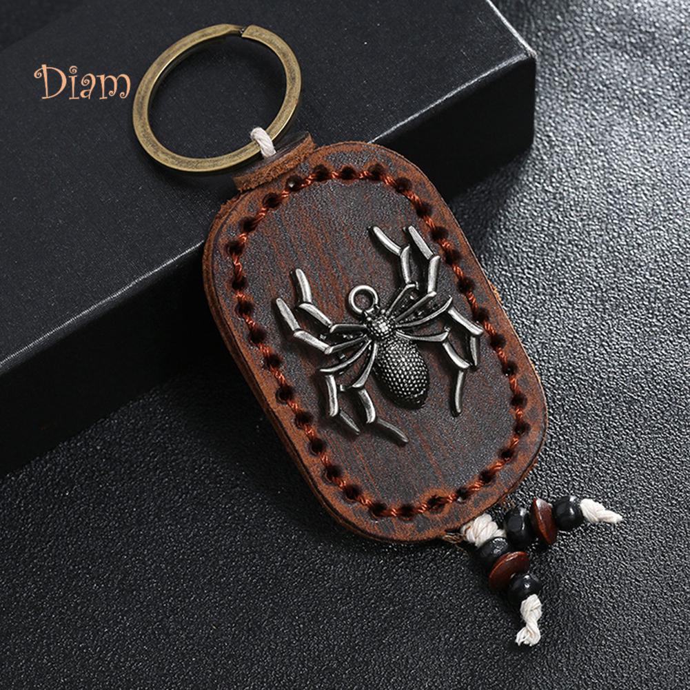 Buy GQ Retro Women Faux Leather Alloy Spider Handmade Pendant Keychain ...