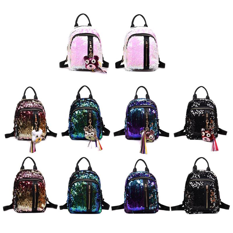 Satın alın Women Girls Sequins Mini Backpack Travel School Backpack ...
