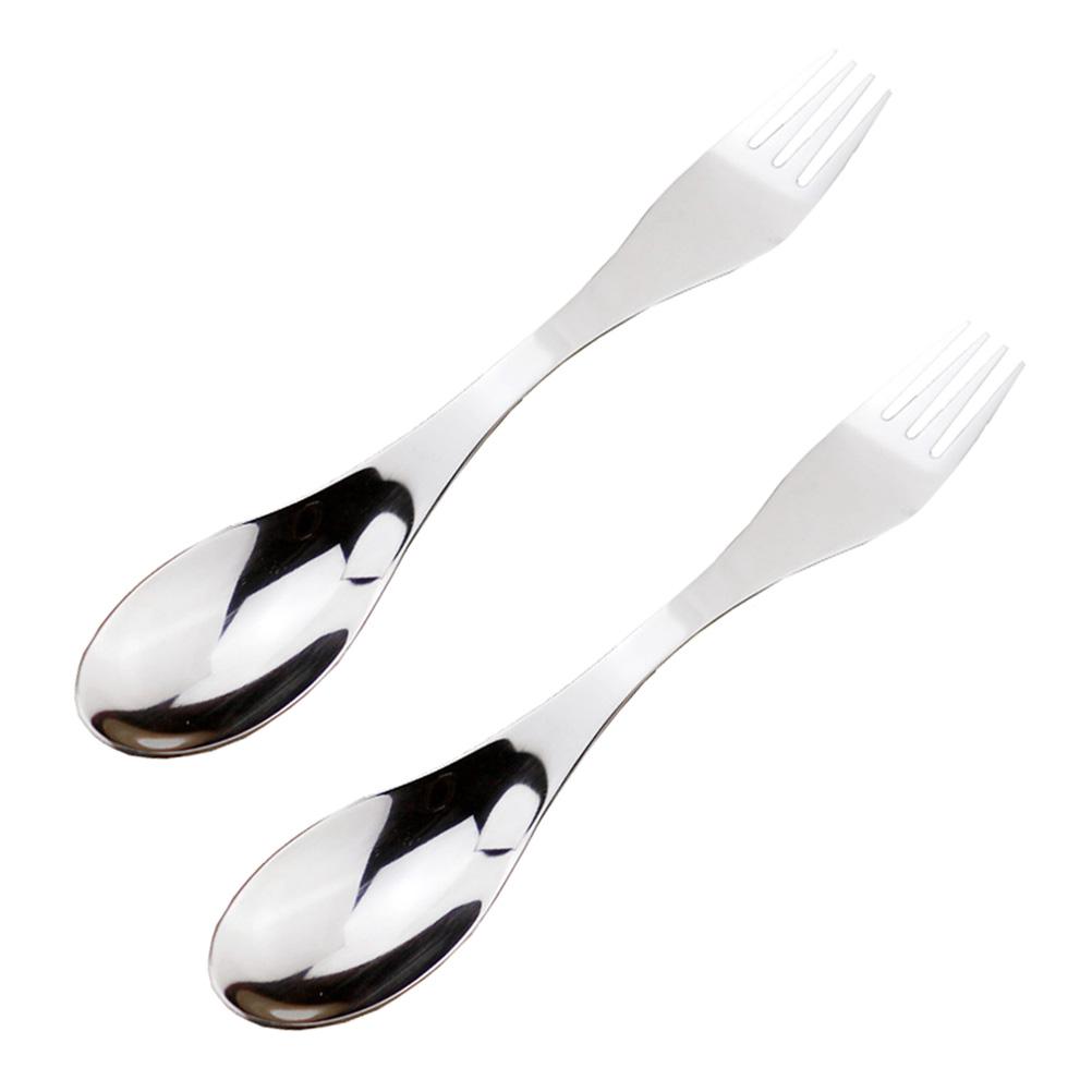 Buy 2pcs Stainless Steel Double-ended Spork Multifunction Fork Spoon ...