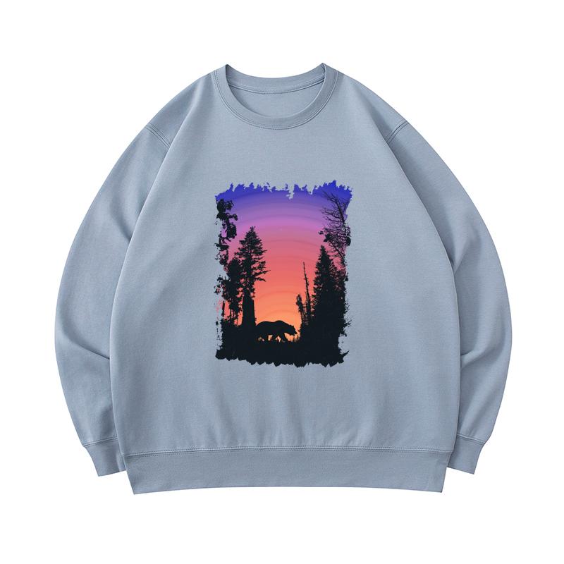 Buy Men's 300 GSM 100% Cotton Sweatshirt Dark Forest Print Street ...