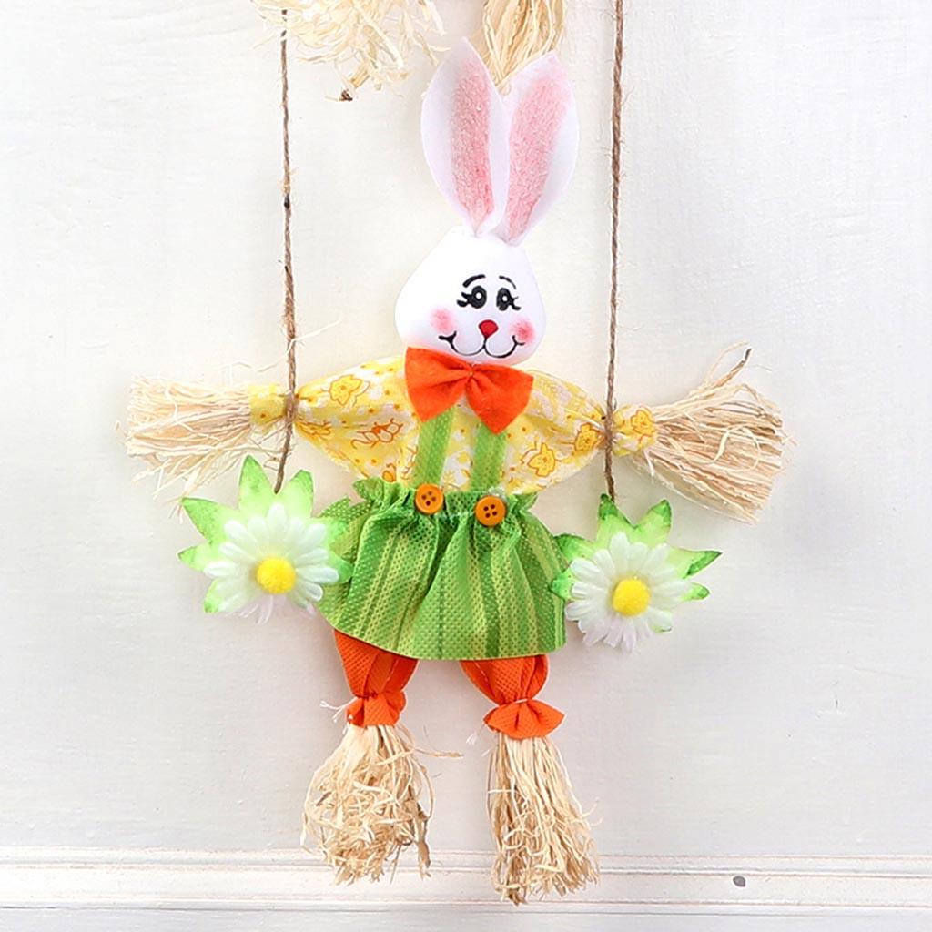 Buy Rabbit Swing Pendant Scarecrow Double Bunny Easter Doll at ...