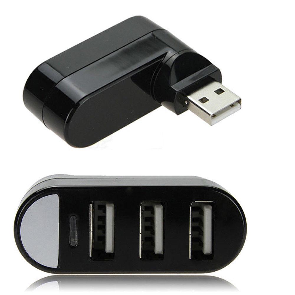 Buy New Black Mini Usb 2.0 3 Port Rotate Splitter Adapter Hub Pc Laptop ...