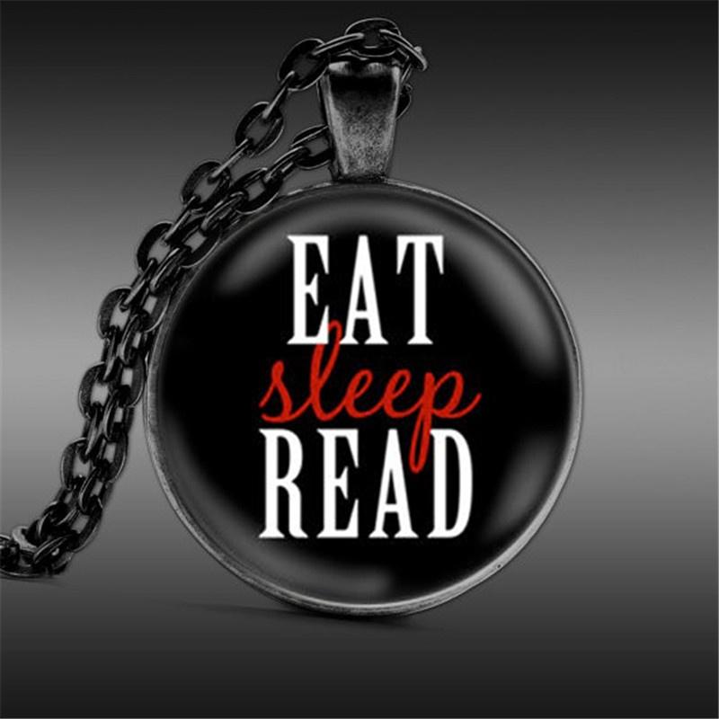 Buy Book Lover Necklace Eat Sleep Read Jewelry Teacher Librarian ...