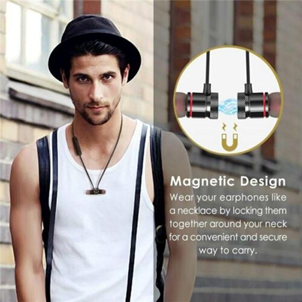Buy Bluetooth Earphone Sport Neckband Magnetic Wireless Headset Stereo ...