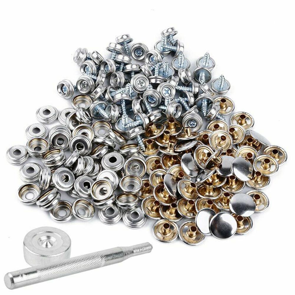 Buy 152PCS/SET Stainless Steel Snap Fastener Screw Snap Fasteners Tool ...
