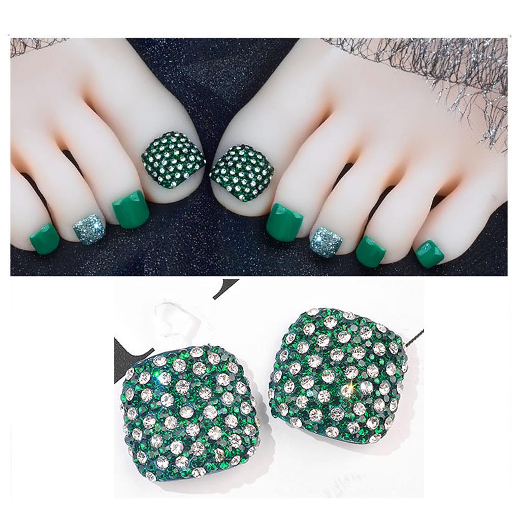 Buy Nails Tips Art Rhinestone Toe Nails Artificial Fake False Decor ...