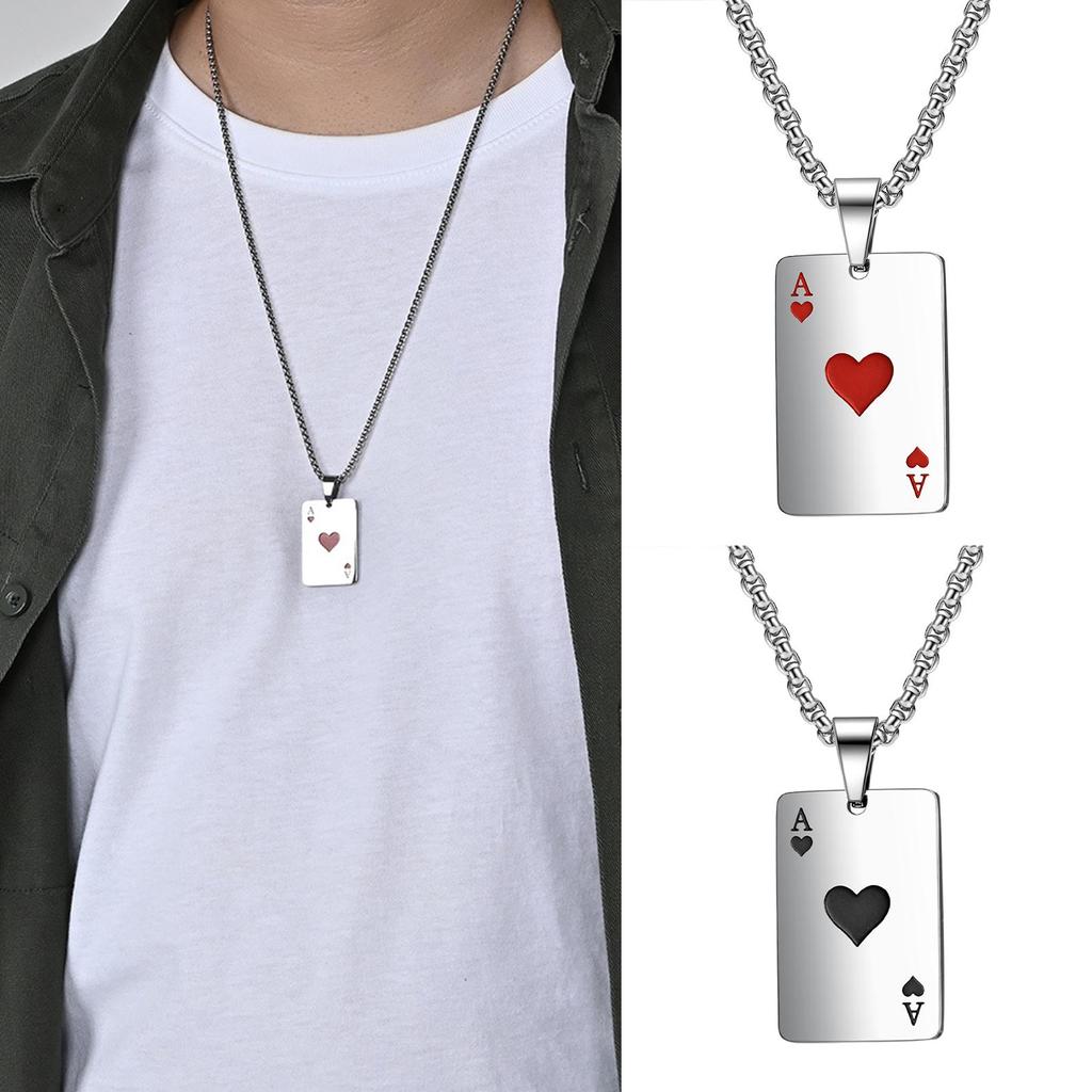 Cheap Punk Rock Poker Pendant Necklace | Stainless Steel Playing Card ...