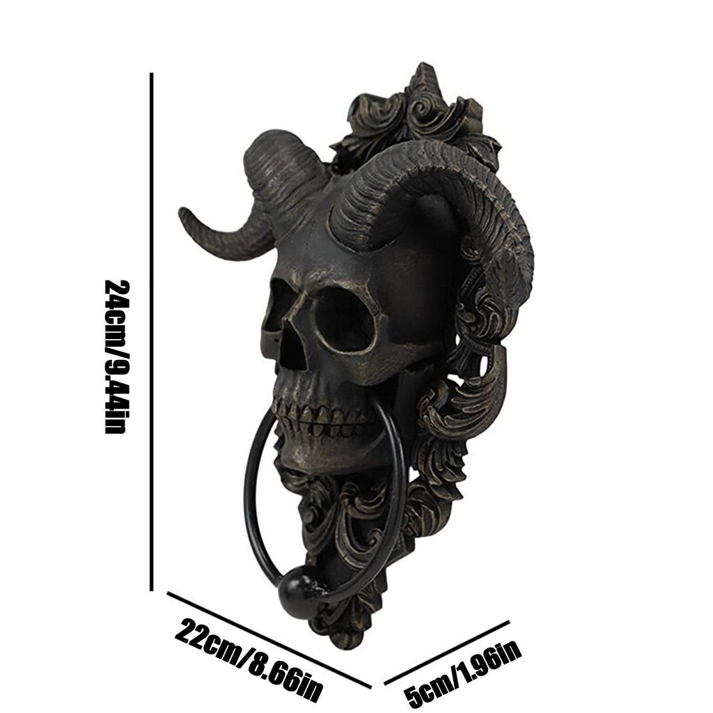 Buy Horned-God Skull Hanging Door Knocker Heavy Duty Gothic Doorknocker ...