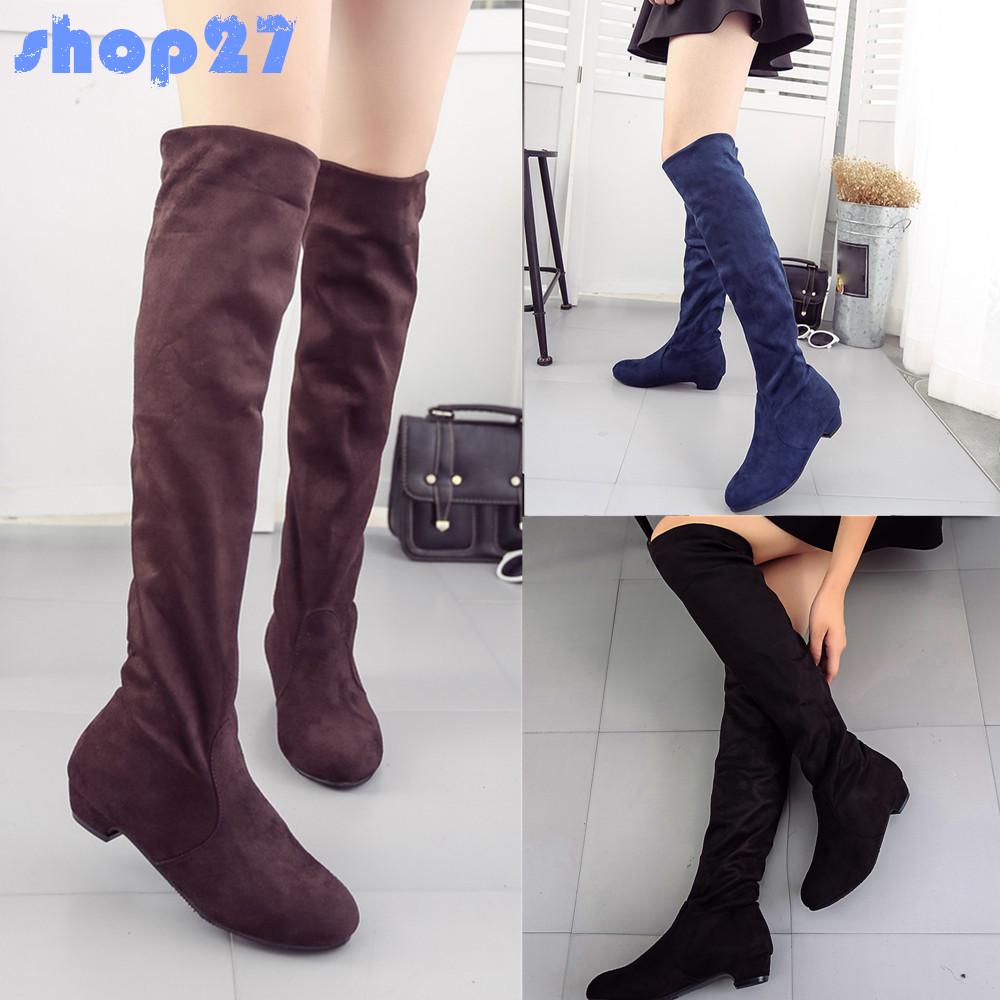 Buy Women Winter Autumn Flat Shoes High Leg Suede Short Long Boots at ...