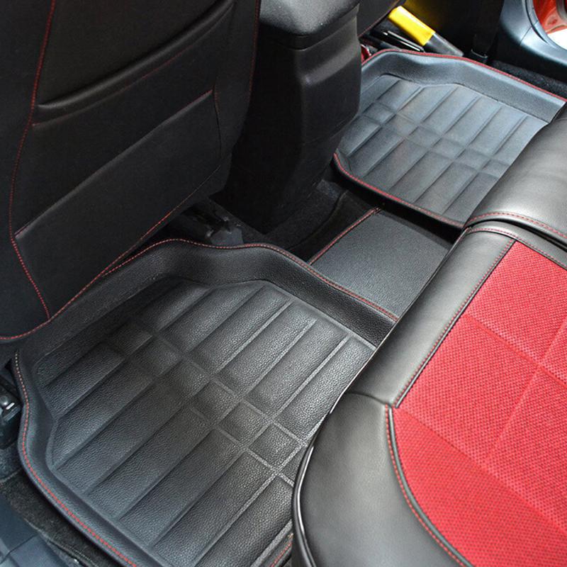 5Pcs/Set Universal Grey Car Floor Mats Auto Floor Liner Leather Carpet ...