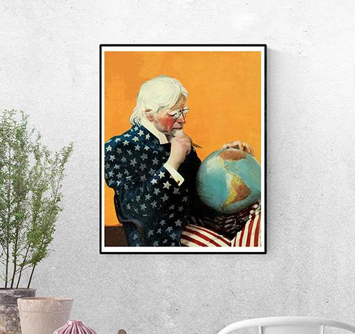 Uncle Sam Contemplates the Globe poster uygun fiyatlı satın alın ...