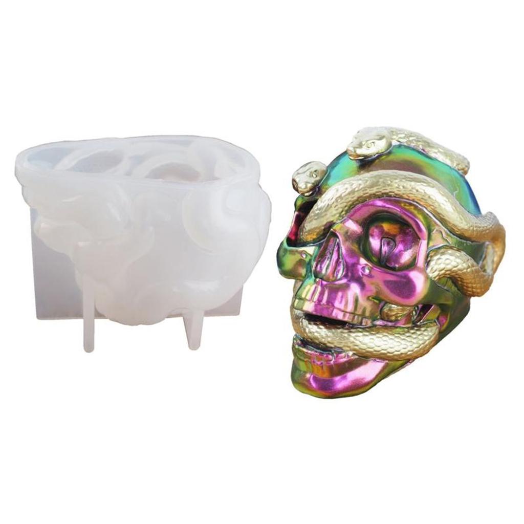 Buy Resin Molds Silicone - 3D Halloween Snake Skull Mold for DIY Candle ...