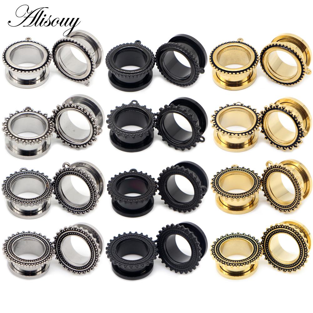 Buy Alisouy 2pcs Ear Gauges Stainless Steel DIY Dangle Plugs Screw ...