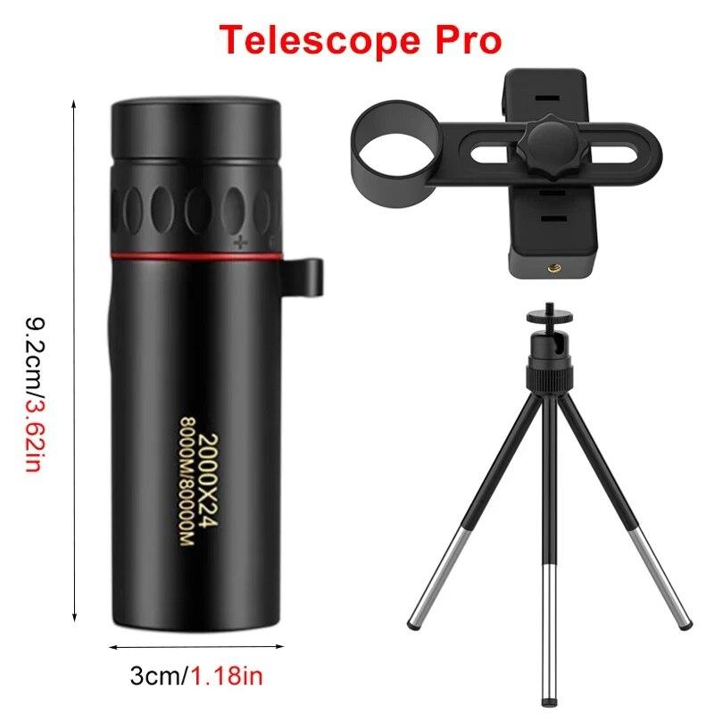 2000 Zoom Telescope HD Portable Strong Binoculars Monocular Telescope ...