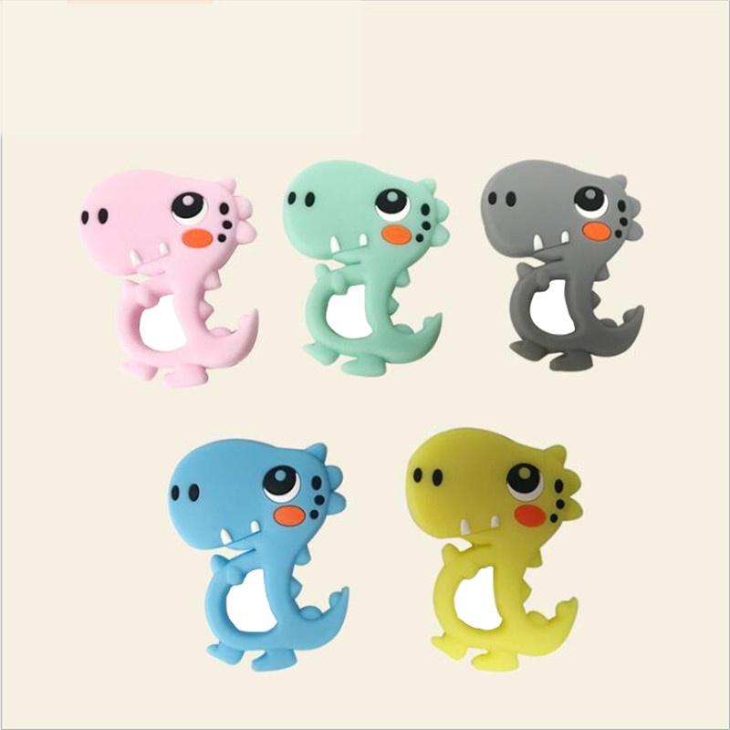Buy Silicone Teether Food Grade Dinosaur Rattle Baby Teething Pendant ...