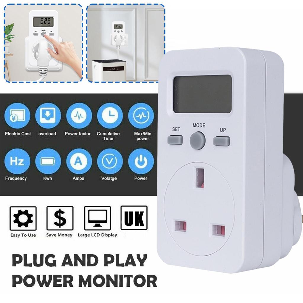 Buy UK Plug-in Electricity Power Consumption Meter Energy Analyzers ...