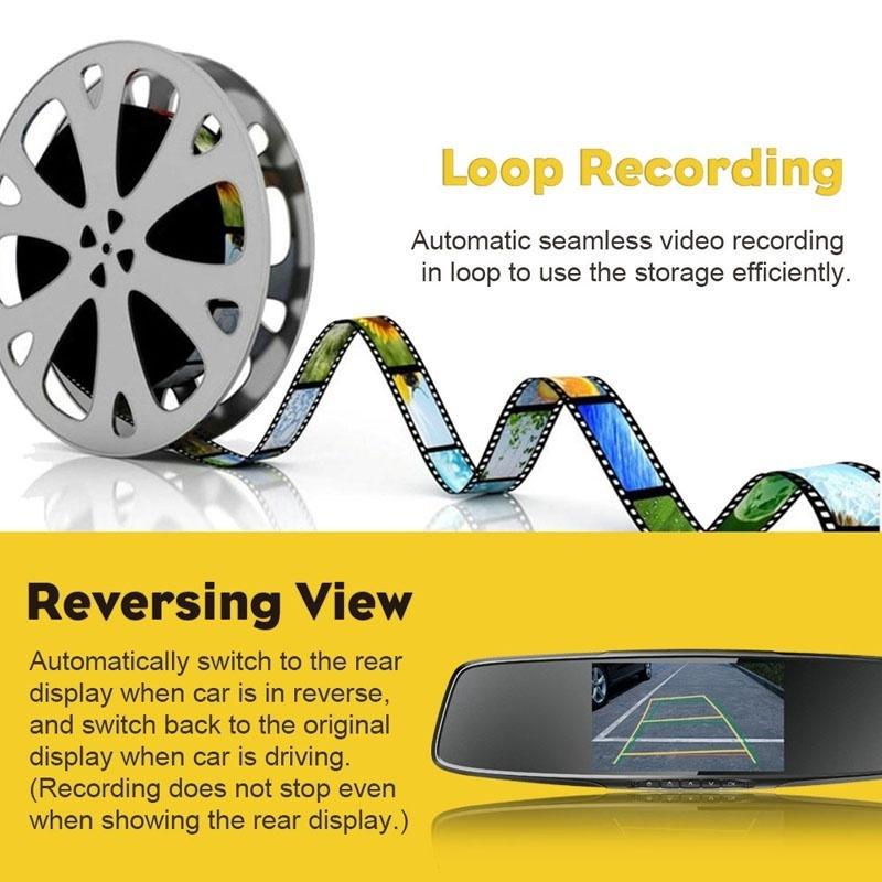 Buy Rearview Mirror DVR 3.5 Inch Parking Monitor Driving Recorder at ...