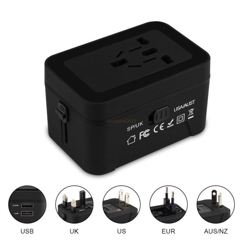 Universal Worldwide Power Converters Plug Adapter with Dual USB ...
