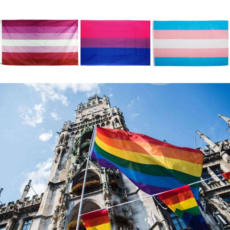1Pcs Wall Decoration LGBT Banners Rainbow Flag Polyester Large Pride ...