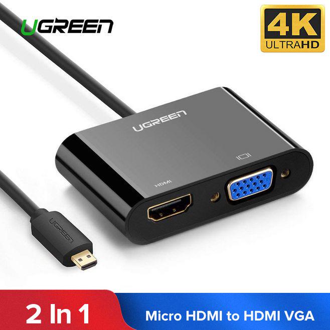 UGREEN Active Micro HDMI to HDMI VGA Video Converter Adapter with 3.5mm Audio Jack Micro HDMI ...