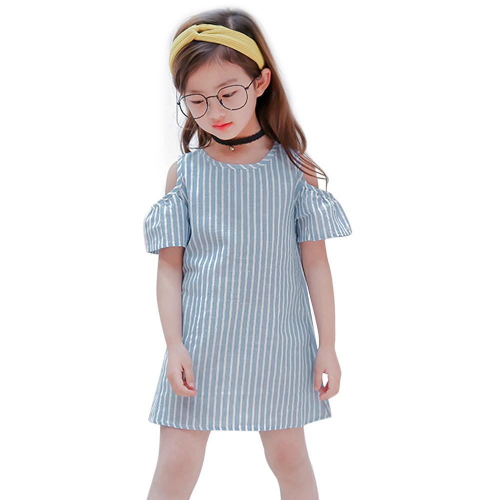 Buy Summer Girls Striped Dress Off Shoulder Short Sleeve Princess A ...