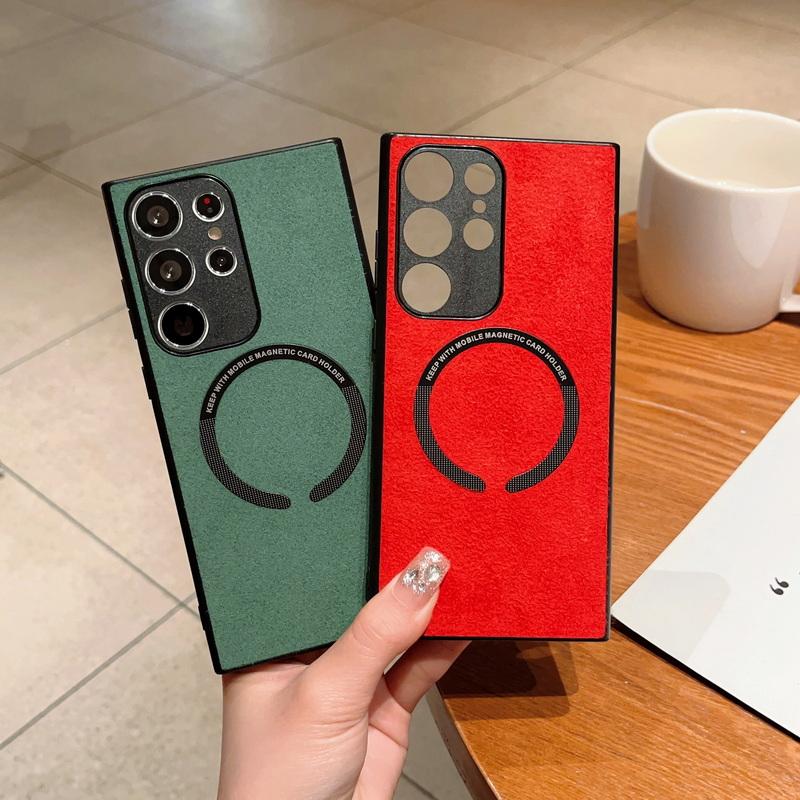 Cheap For Samsung S23 Plus S22 Ultra Suede Fur Matte Leather Camera ...