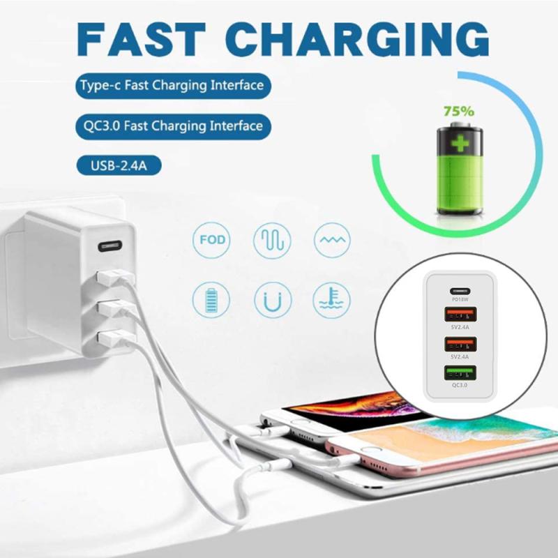 51w Qc3.0 High-power Usb Multi-port Fast Charger With Foldable Plug ...