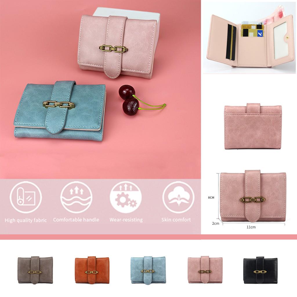 Buy Fashion Short Female Wallet Simple Wild Tri-fold Card Package Retro ...