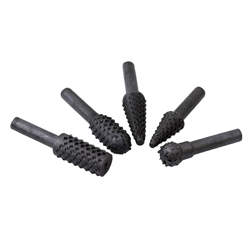 Buy 5pcs/set Silver Steel Rotary Burr Set Shank Wood Rasp Drill Bit at ...