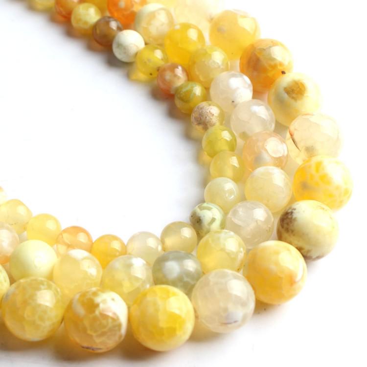 Cheap 6/8/10mm Yellow Fire Stone Round 15 inch Beads For Jewelry Making ...