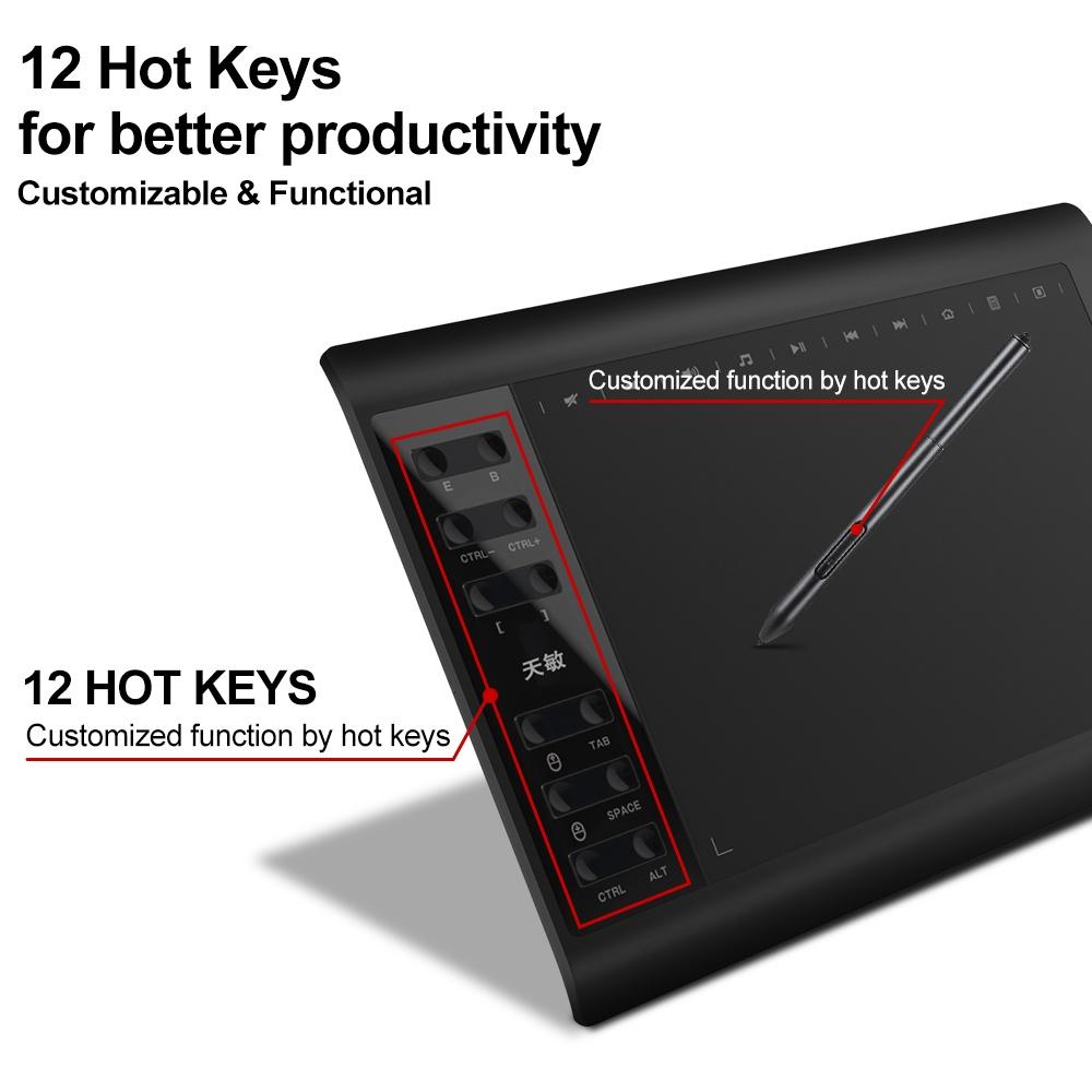 Buy 10moons G10 Graphic Drawing Tablet with Large Active Area Digital ...