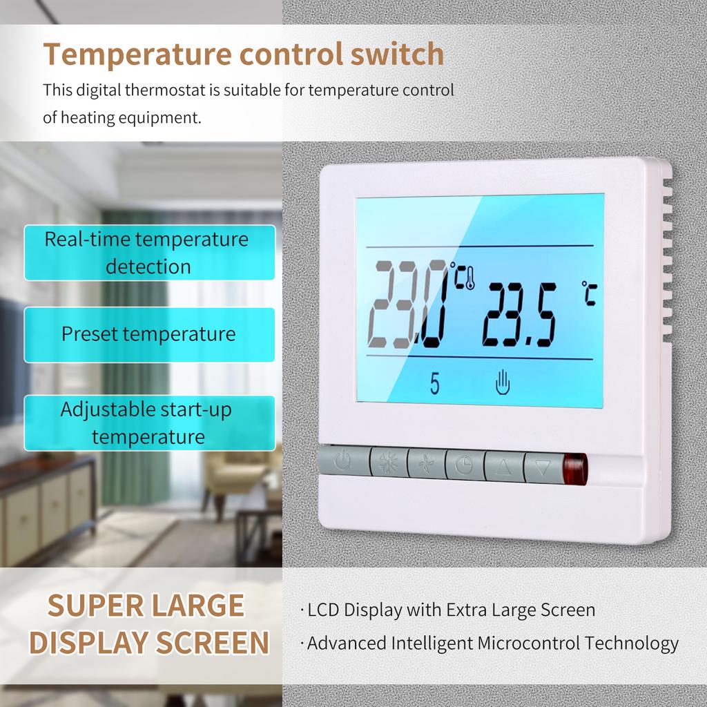 LCD Digital Display Programming Heating Thermostat Temperature ...