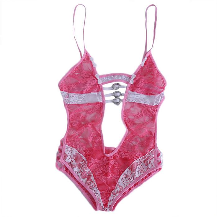 💰Acquista Donna Sexy Profondo V Collo Pizzo Contrasto Colore Patchwork ...