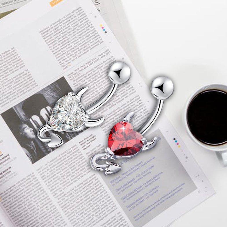 Buy Lucky Devil Heart Zircon Piercing Navel Surgical Navel Piercing Belly Button Ring at ...