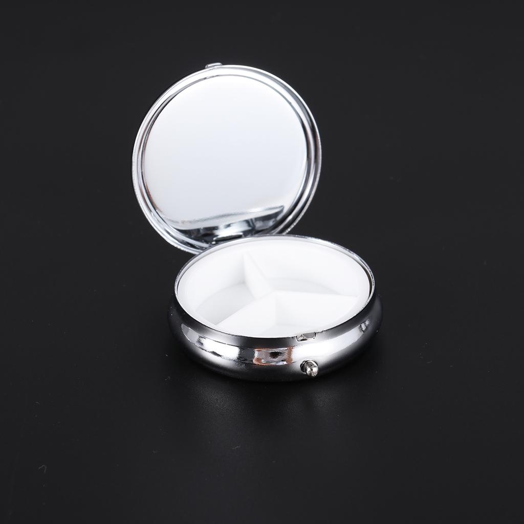 Buy Round Metal Pill Box Case Organizer First Aid Drug Holder with 3 ...