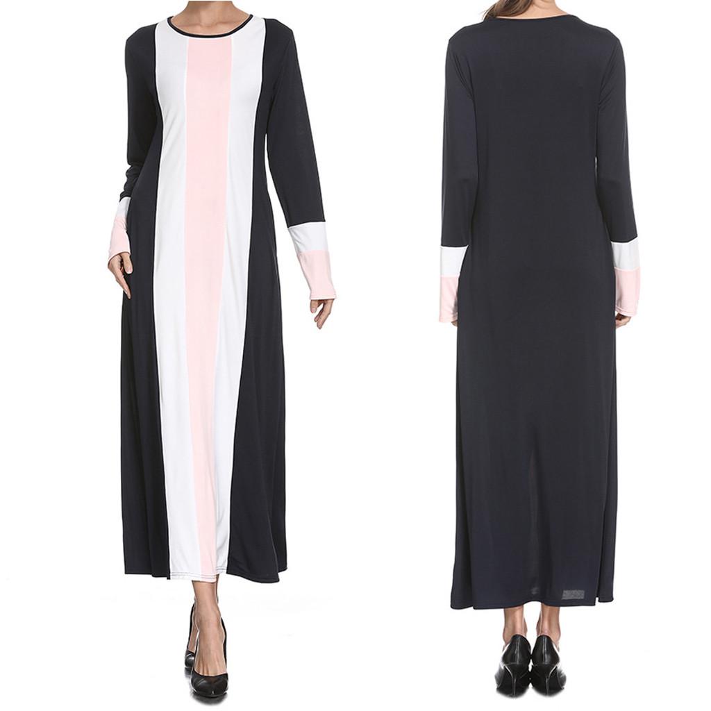 Buy Muslim Middle East Maxi Dress Trumpet Sleeve Abaya Long Robe Gowns ...