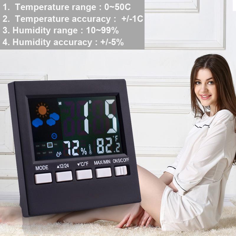 Buy LCD Screen Temperature Clock Radio Sunrise Home Electronic LED Wall ...