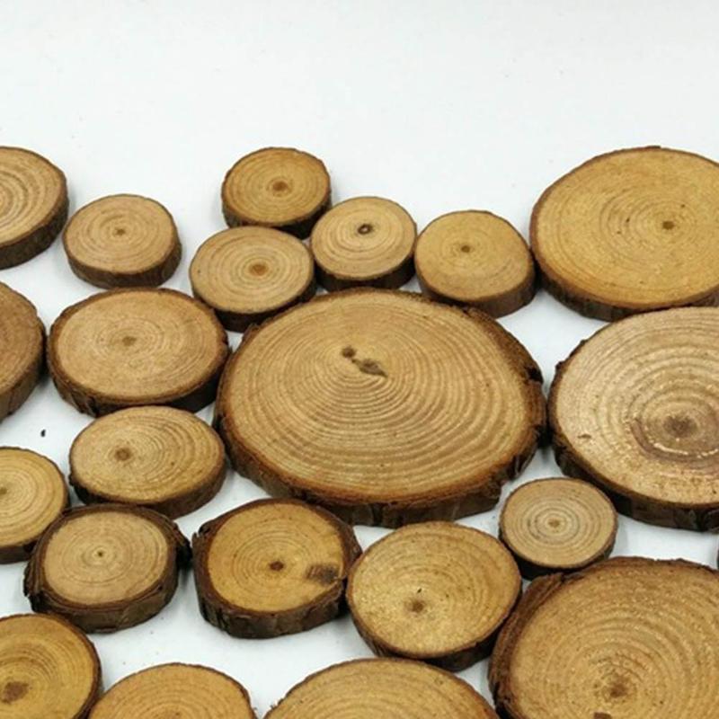 Buy 100pcs Natural Pine Wood Slices Round Disc Tree Bark Craft UK Circ ...