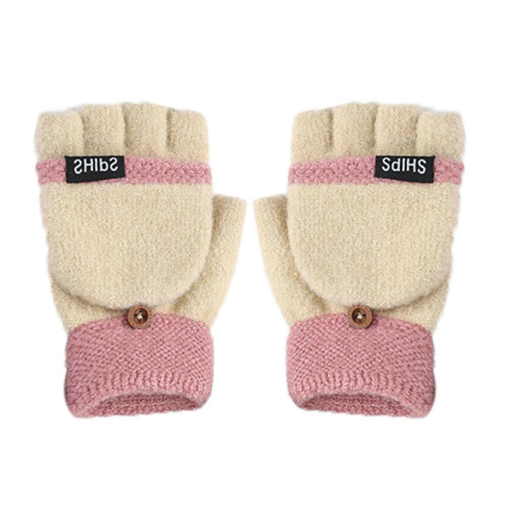 Buy Women Winter Wool Knitted Convertible Fingerless Gloves with Mitten ...