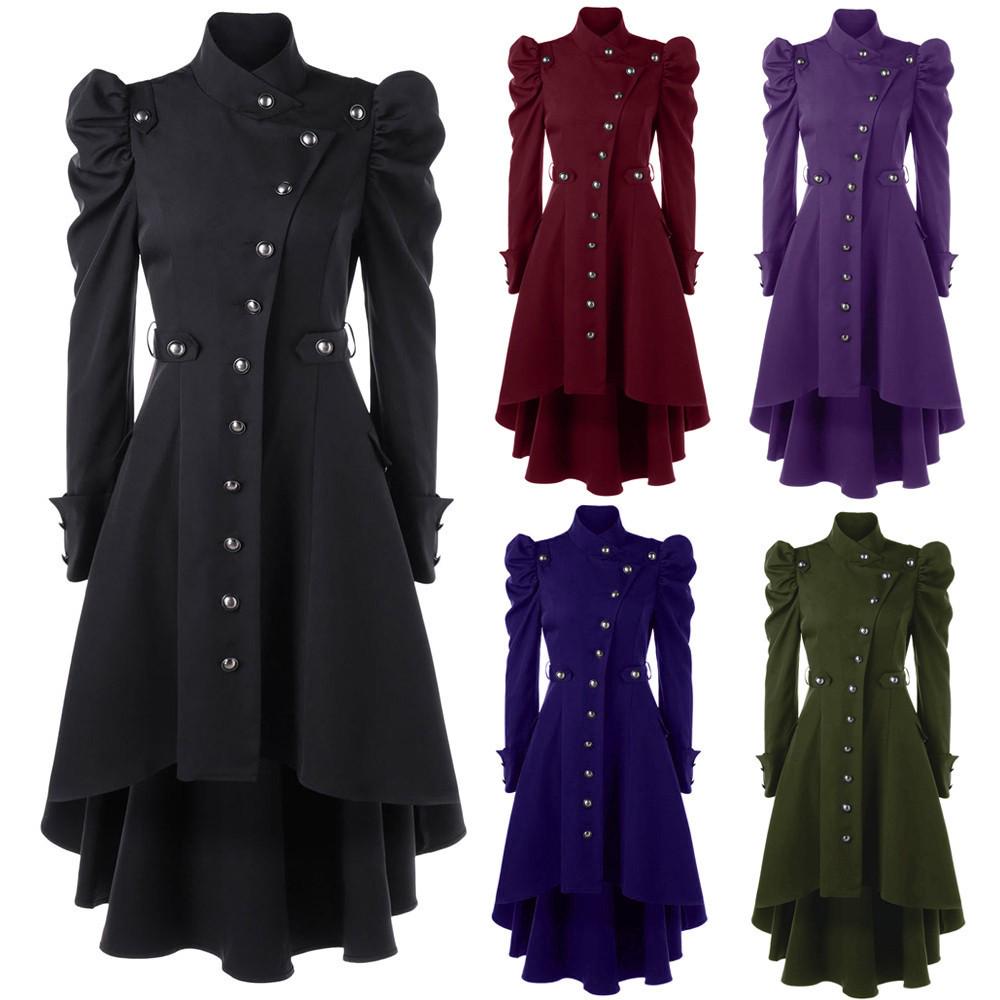 Buy Womens Steampunk Long Coat Gothic Overcoat Ladies Retro Jacket at ...