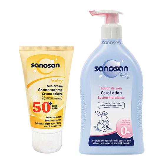 Buy Sanosan Baby Washable Sun Cream SPF50 75ml + Care Lotion 400ml at ...
