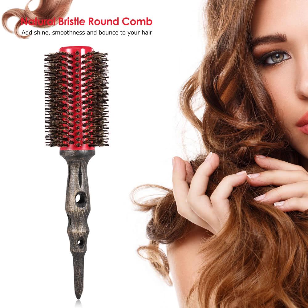 Buy Non-slip Wood Handle Aluminum Round Comb for Hair Styling at ...