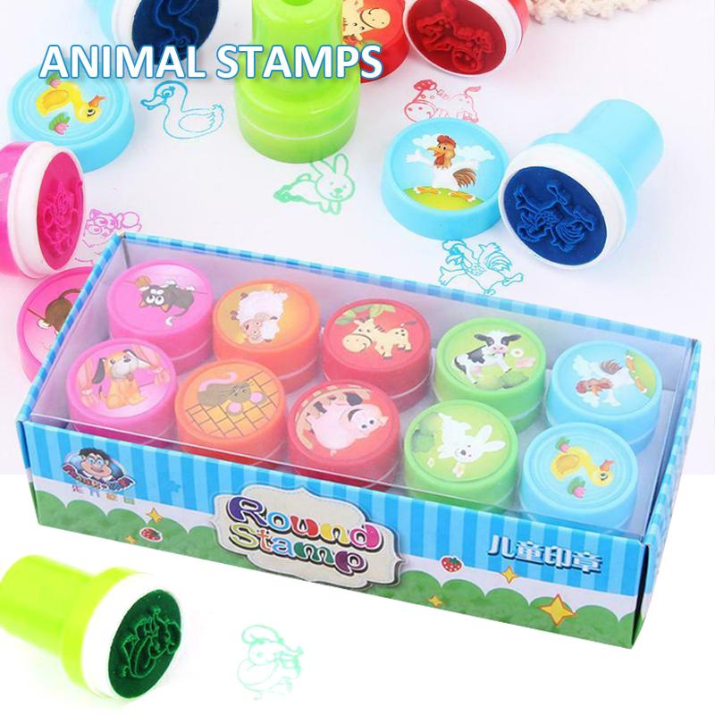 Buy Dagu 10pcs Cute Self-ink Farm Animals Stamps For Kids Children Toy ...