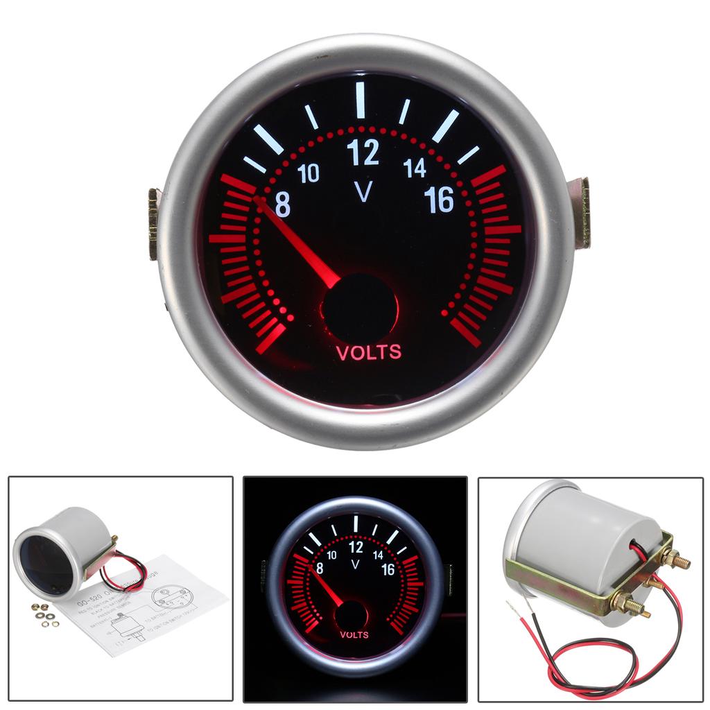 Buy 2'' 52mm 12V White & Red LED Car Boat 8-16V Voltmeter Volt Voltage ...
