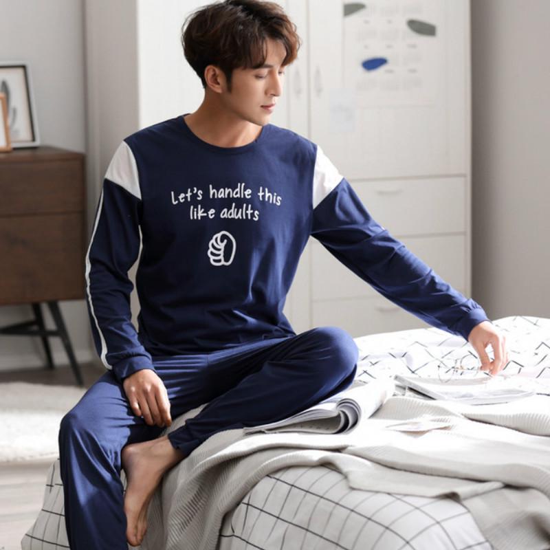 Buy Long Sleeve Winter Male Pajama Set Men Pure Cotton Leisure Pajamas ...