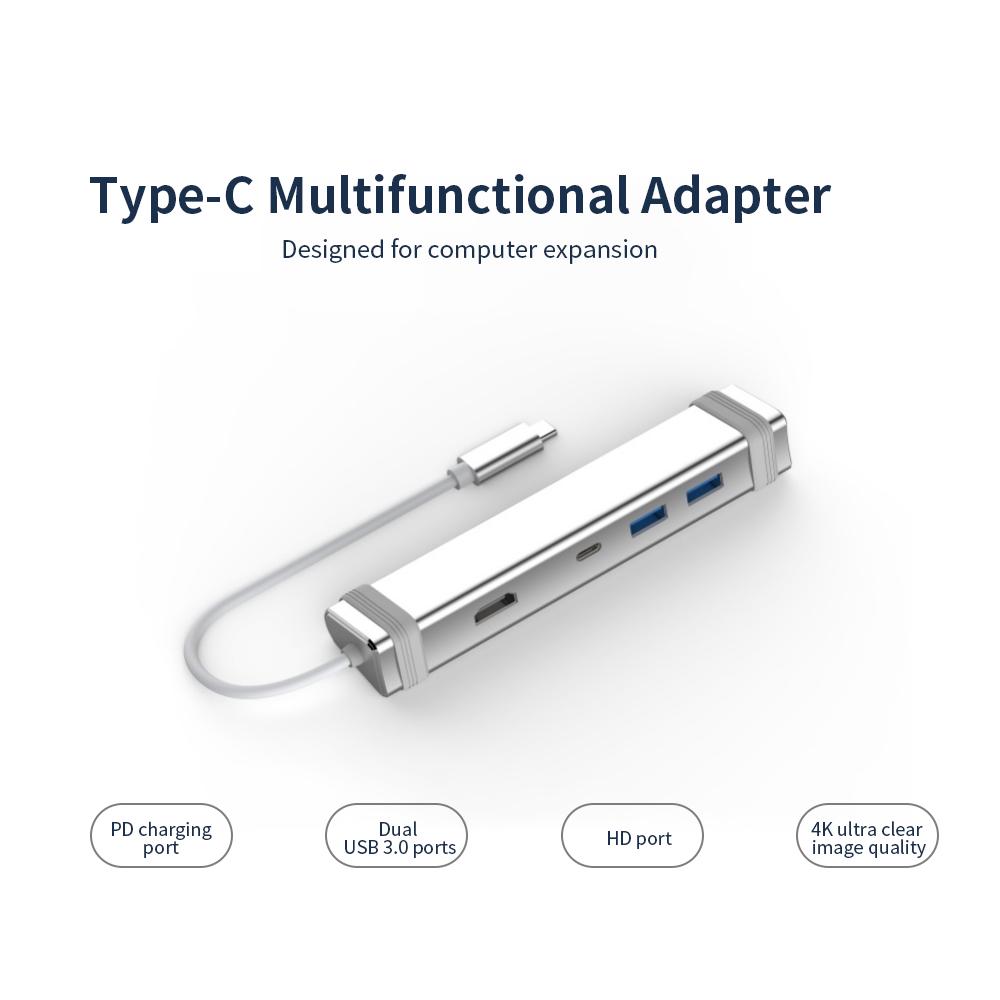4-In-1 Multifunctional Type-C Adapter Type-C To 4k*2k Hd Port 2 Usb 3.0 ...
