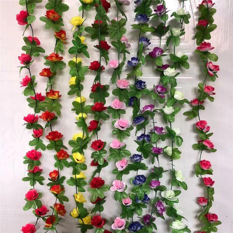 Buy Artificial String Fake Silk Rose Flower Vine Ivy Leaf Garland Home ...